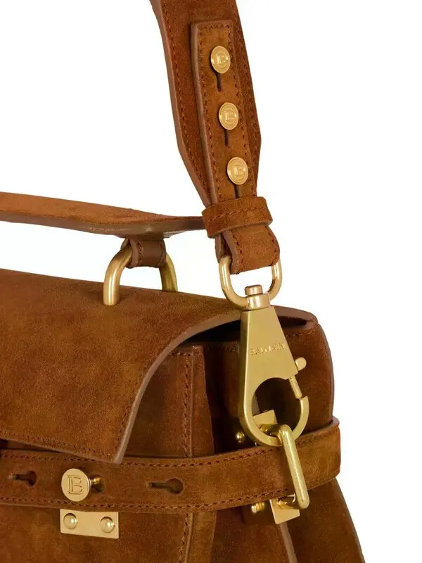 Balmain B-buzz 23 Suede Tote - Brown