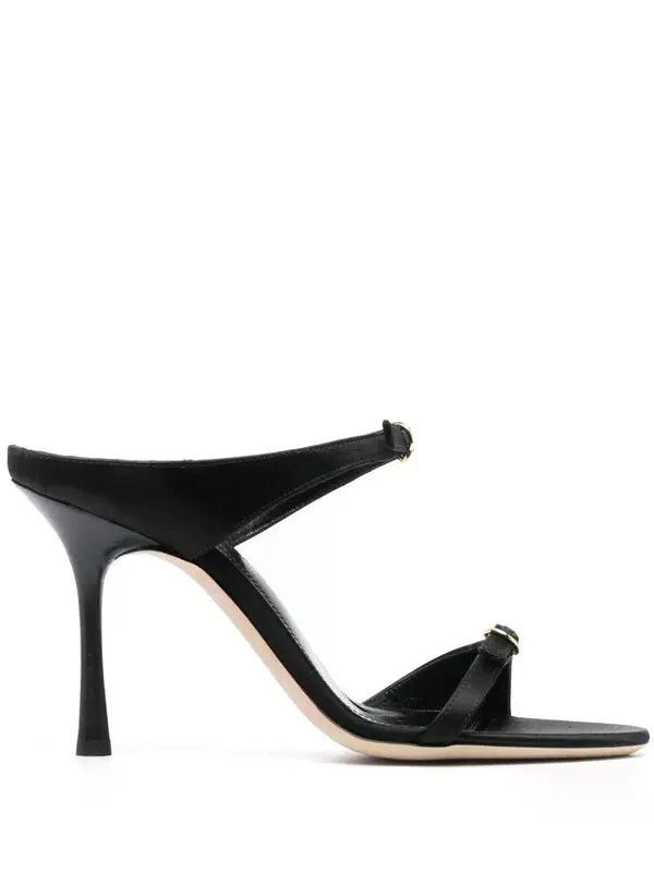 Victoria Beckham Calf Leather Buckle Embellished Stiletto Sandals