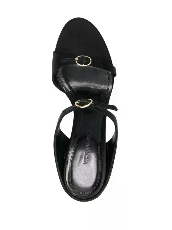 Victoria Beckham Calf Leather Buckle Embellished Stiletto Sandals
