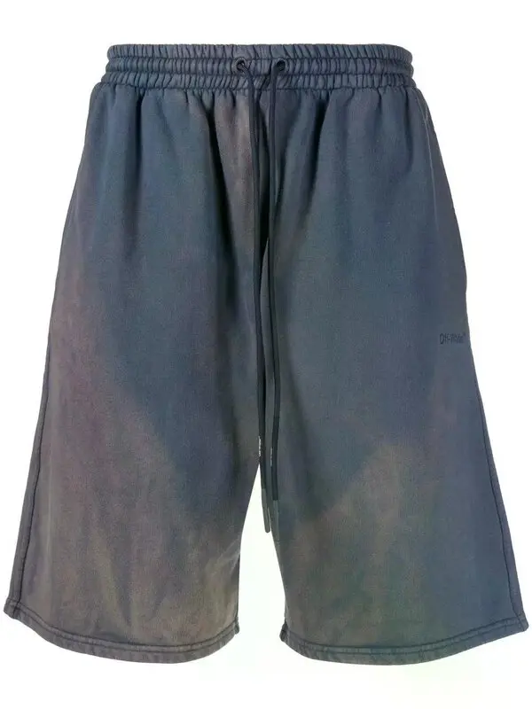 Off-White Diag-stripe Cotton Shorts - Blue