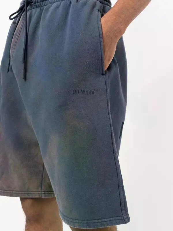 Off-White Diag-stripe Cotton Shorts - Blue