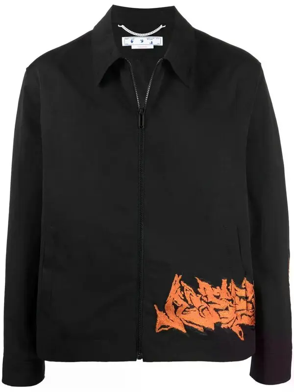 Off-White Embroidered Zipped Jacket