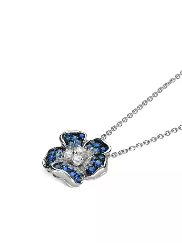 LEO PIZZO 18kt White Gold Diamond And Sapphire Flora Necklace - Silver