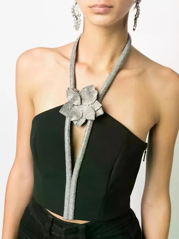 NUE Rhinestone-embellished Halterneck Top