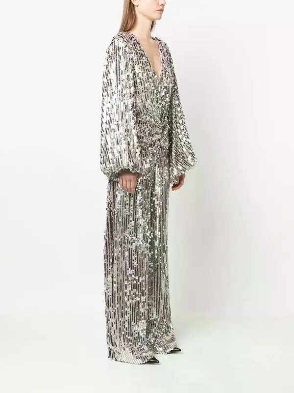 ROTATE BY BIRGER CHRISTENSEN Sequin V-neck Jumpsuit