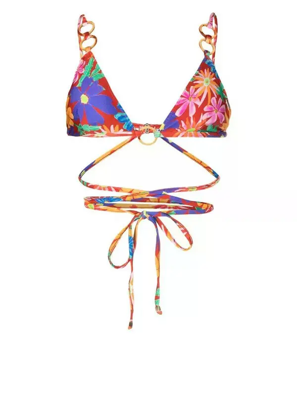 PatBO Aster Wrap-tie Bikini Top - Red