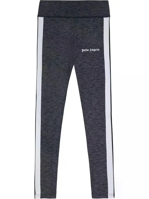 Palm Angels Side-stripe Mélange-effect Leggings - Grey