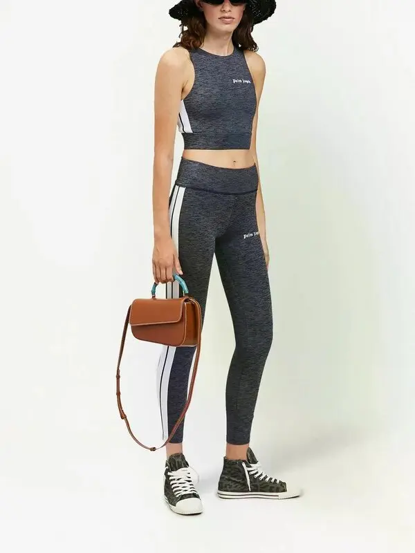 Palm Angels Side-stripe Mélange-effect Leggings