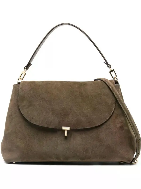 TOTEME T-lock Suede Satchel - Brown