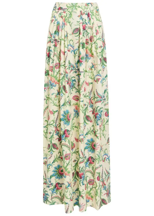 Etro Floral-print Cotton-poplin Maxi Skirt - Multicoloured 1