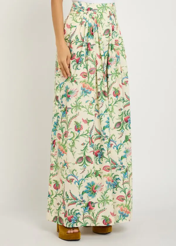 Etro Floral-print Cotton-poplin Maxi Skirt - Multicoloured 1