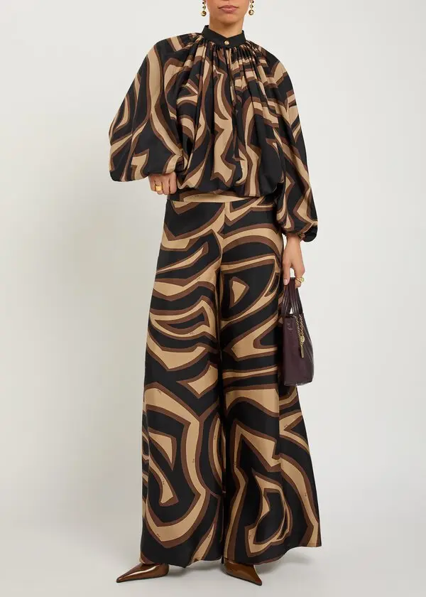 Emilio Pucci Labirinto Printed Silk-twill Trousers - Black