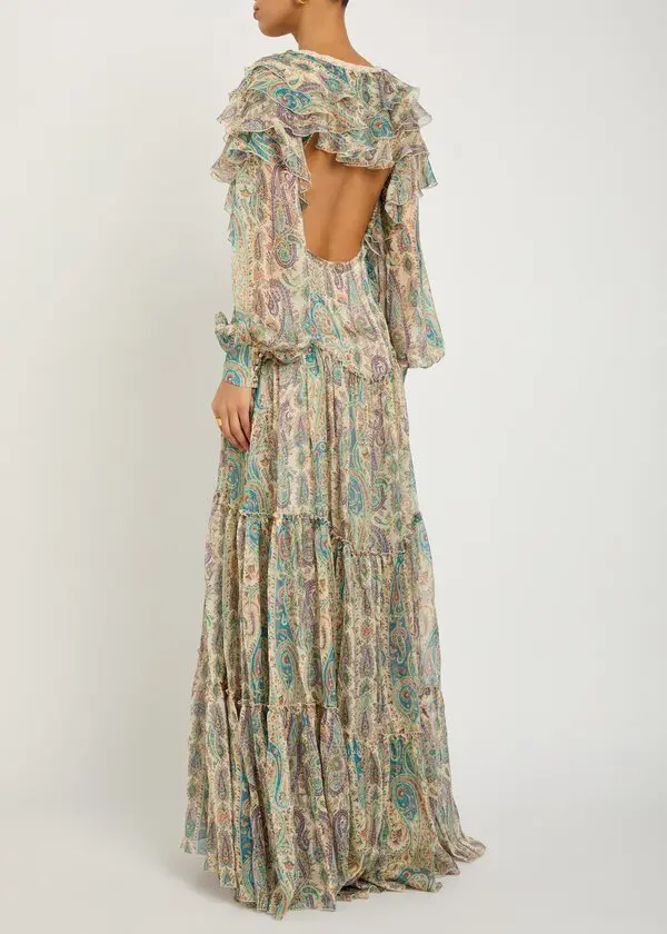 Etro Ruffled Paisley Silk Maxi Dress - Multicoloured 1