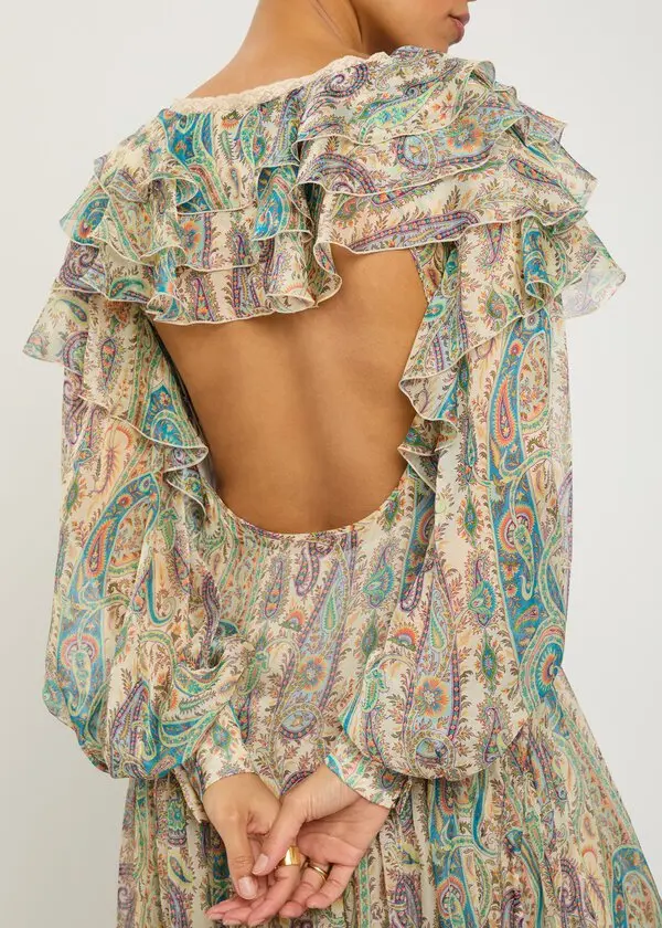 Etro Ruffled Paisley Silk Maxi Dress - Multicoloured 1