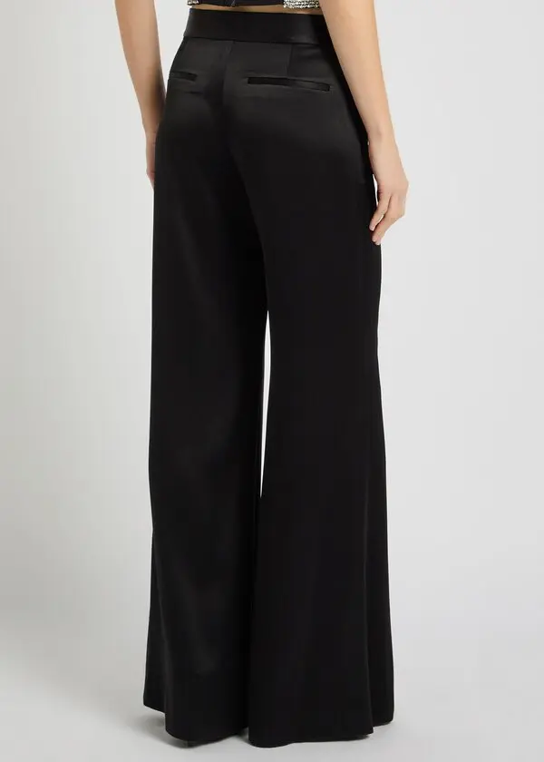 Alice + Olivia Shane Wide-leg Satin Trousers - Black