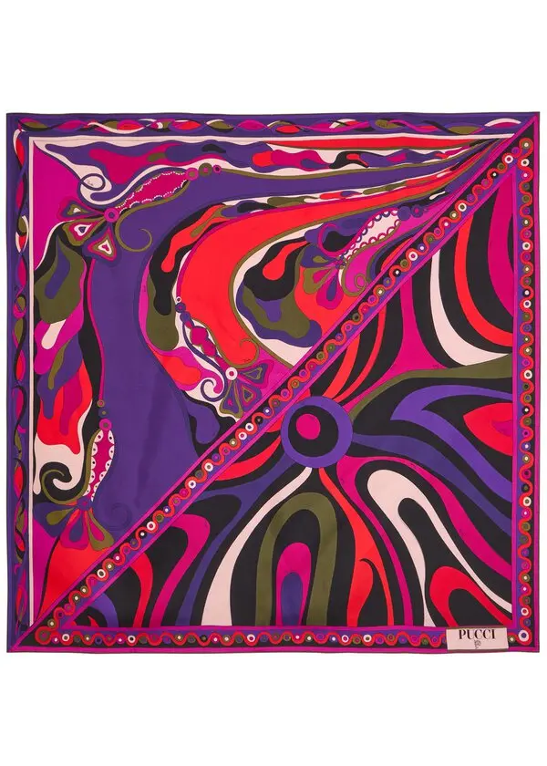 Emilio Pucci Printed Silk-twill Scarf - Multicoloured 1