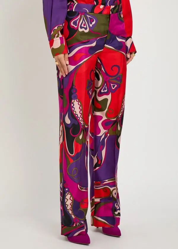 Emilio Pucci Orchidee Printed Silk Trousers