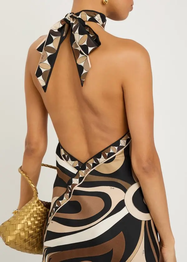 Emilio Pucci Halterneck Printed Silk Midi Dress