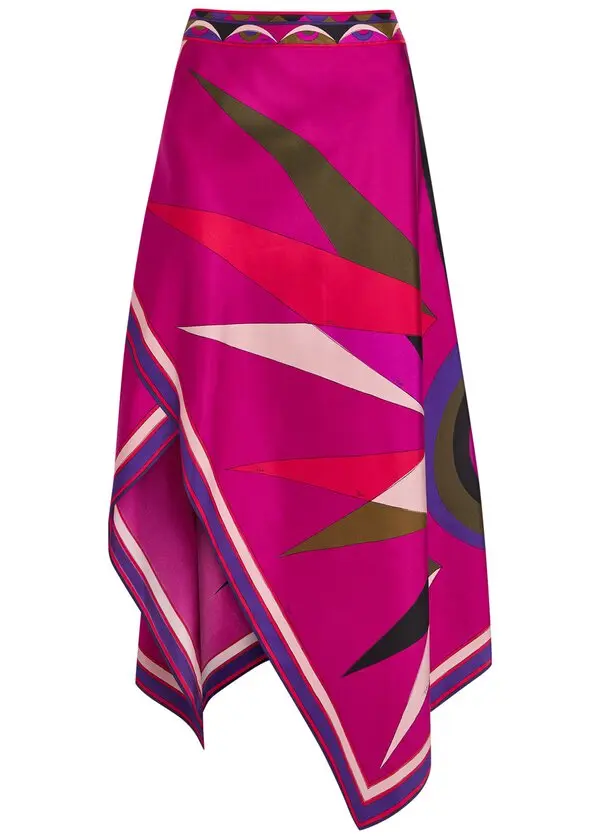 Emilio Pucci Hawaii Asymmetric Silk Midi Skirt - Multicoloured 1