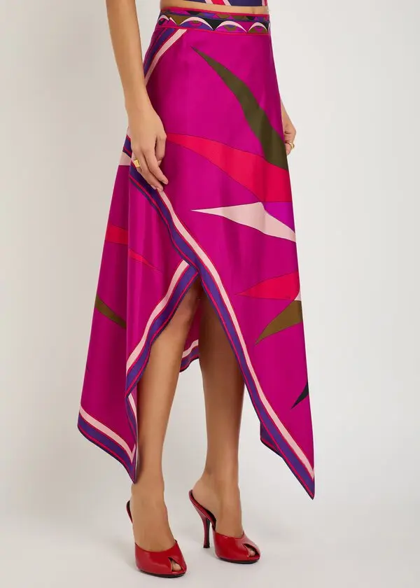 Emilio Pucci Hawaii Asymmetric Silk Midi Skirt - Multicoloured 1