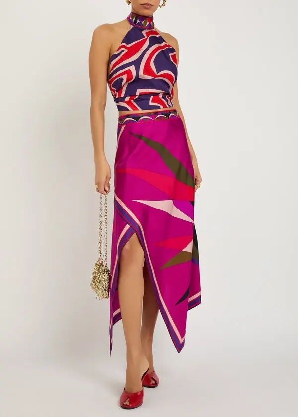 Emilio Pucci Hawaii Asymmetric Silk Midi Skirt - Multicoloured 1