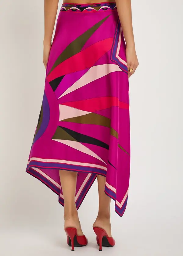 Emilio Pucci Hawaii Asymmetric Silk Midi Skirt - Multicoloured 1