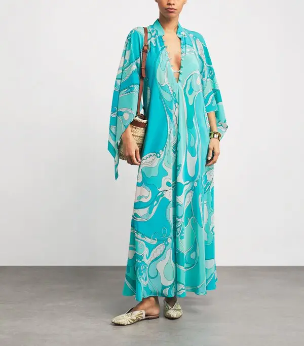 Emilio Pucci Silk Orchidee Print Kaftan