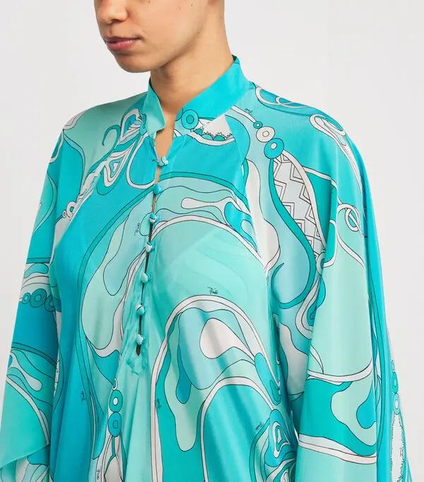 Emilio Pucci Silk Orchidee Print Kaftan