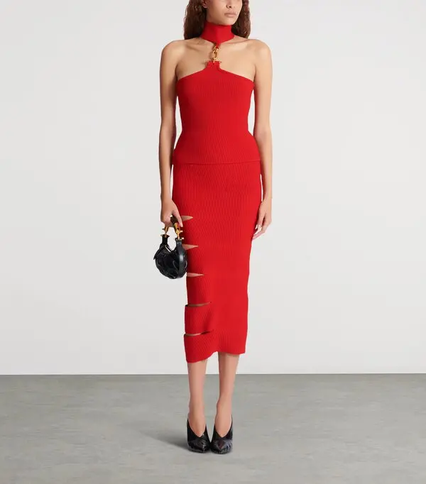 Balmain Knit Cut-out Maxi Skirt