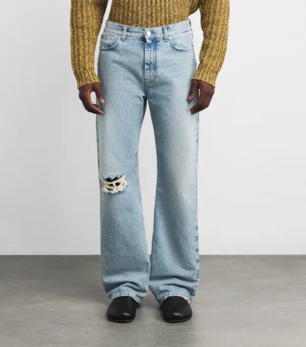 Séfr Ripped Straight Leg Jeans - Blue