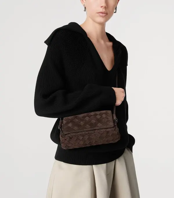 Bottega Veneta Suede Intrecciato Notturno Pouch