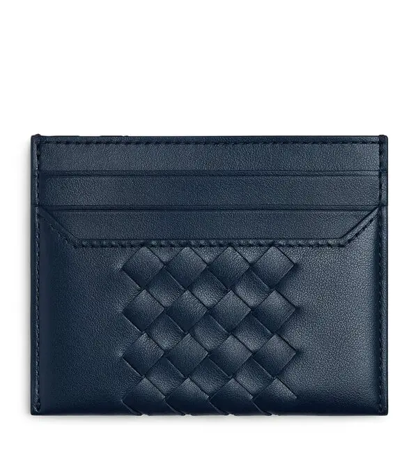 Bottega Veneta Leather Intrecciato Avenue Card Holder - Blue