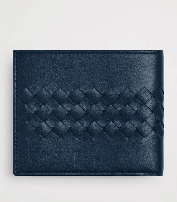 Bottega Veneta Leather Intrecciato Avenue Bifold Wallet - Blue