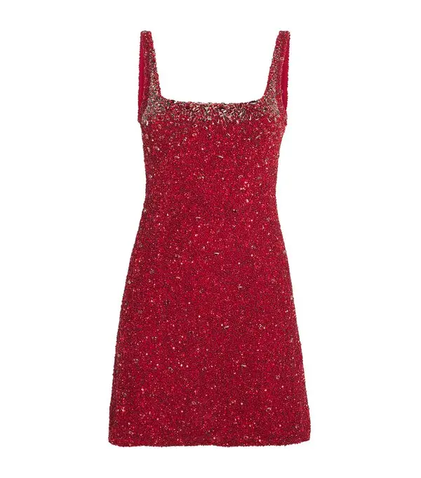 Rachel Gilbert Beaded Kaity Mini Dress - Red | Editorialist