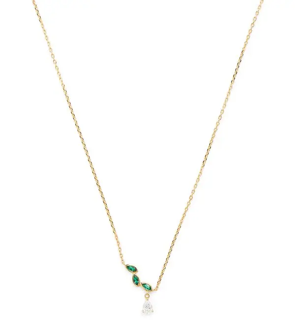 ASTRID & MIYU Yellow Diamond And Emerald Necklace - Gold