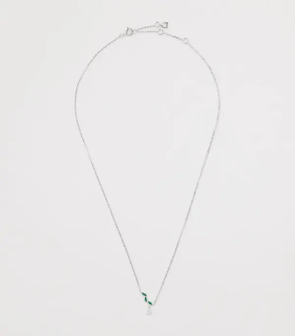 ASTRID & MIYU White Gold, Diamond And Emerald Necklace