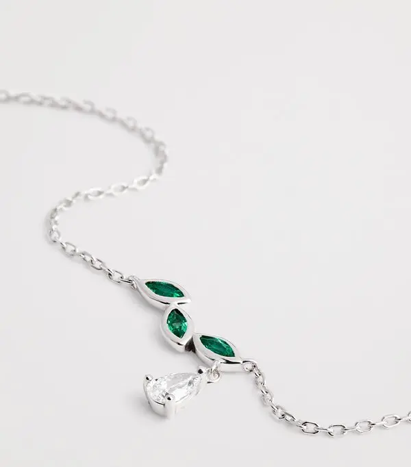 ASTRID & MIYU White Gold, Diamond And Emerald Necklace