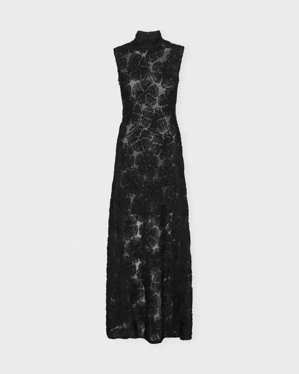 Remain Birger Christensen Recycled Polyester Floral Mesh Maxi Dress - Black  | Editorialist