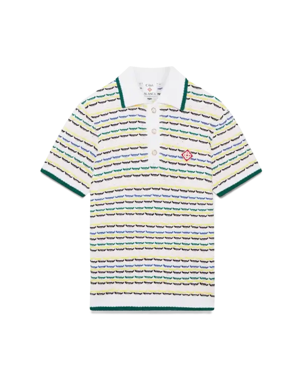 Casablanca Tuck Stitch Short Sleeve Polo Shirt - Multicolor