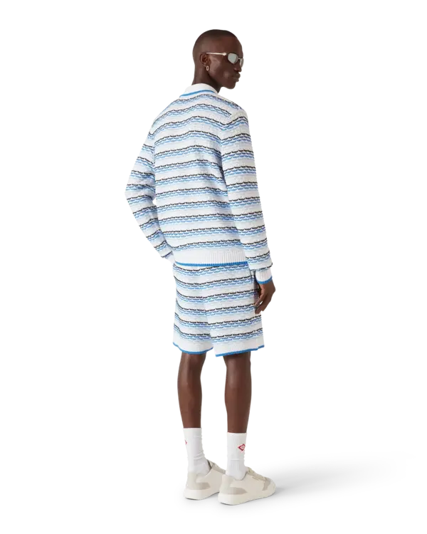 Casablanca Tuck Stitch Long Sleeve Polo Shirt - Multicolor