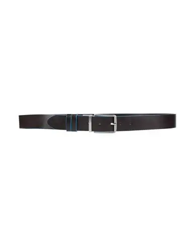 PIQUADRO Leather Belt With Buckle - Dark Brown