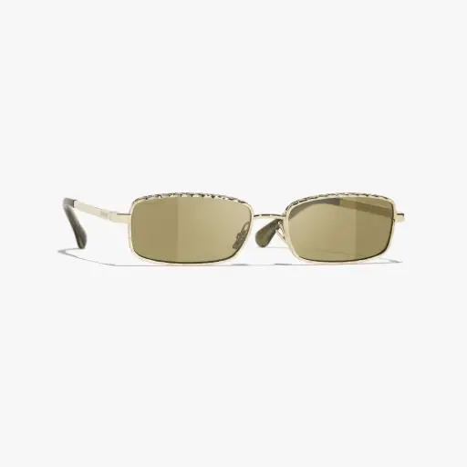 Chanel Rectangle Sunglasses - Light Gold