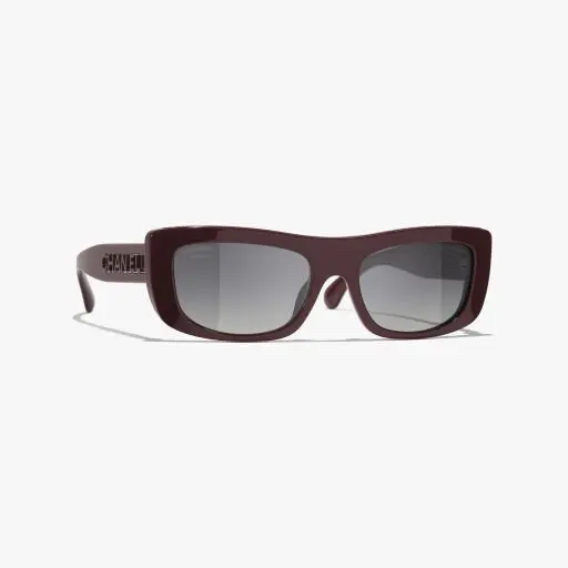 Chanel Rectangle Sunglasses - Burgundy
