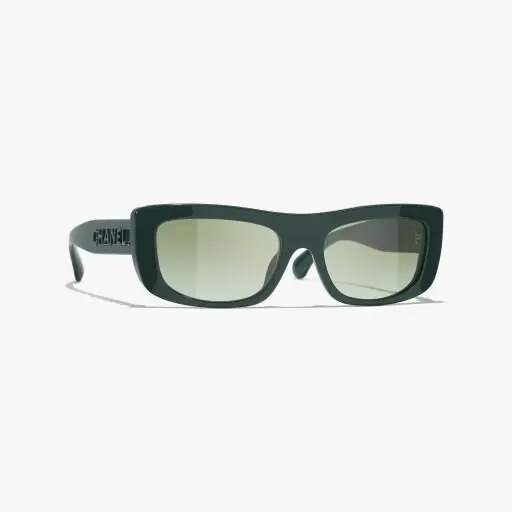 Chanel Rectangle Sunglasses - Dark Green