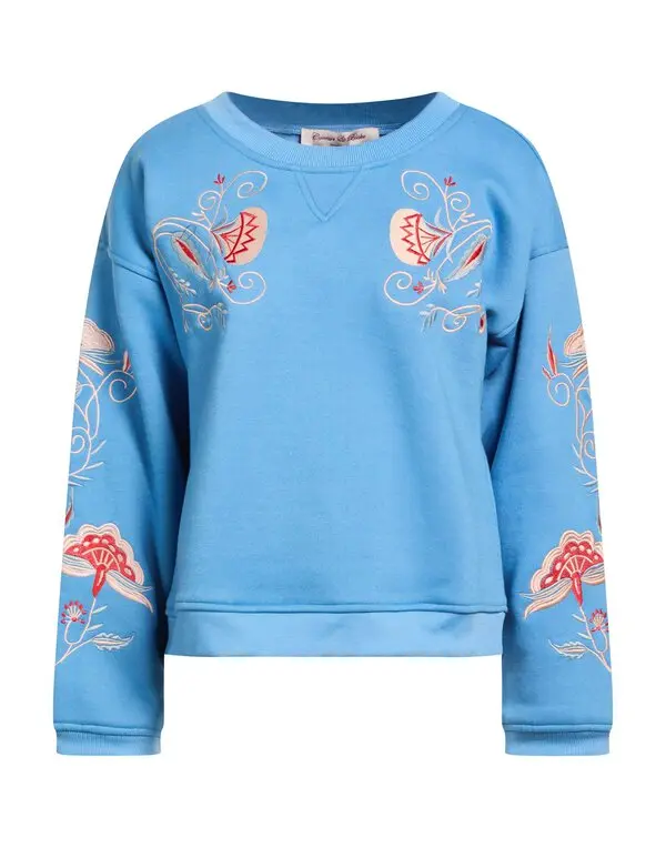 CONNOR & BLAKE Cotton Fleece Sweatshirt With Appliqués - Blue
