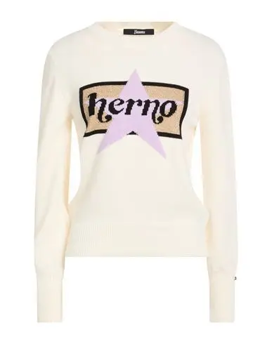 Herno Wool, Cotton, Viscose, Metallic Fiber Crewneck Sweater - Ivory