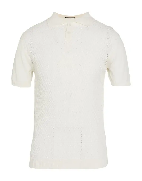 WOOL & CO Cotton-knit Polo Sweater - Off White