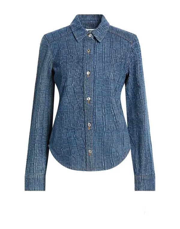 MSGM Denim Crocodile-print Shirt