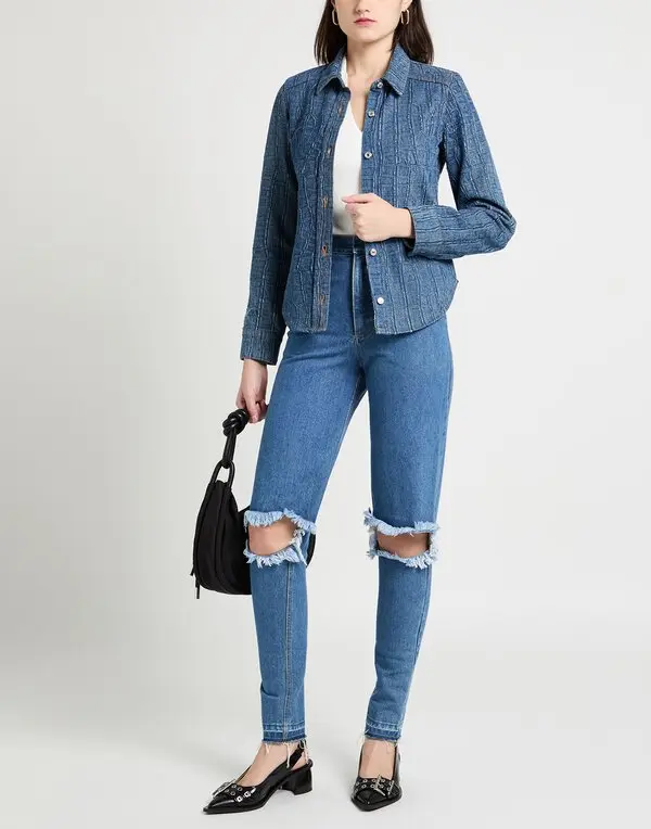 MSGM Denim Crocodile-print Shirt