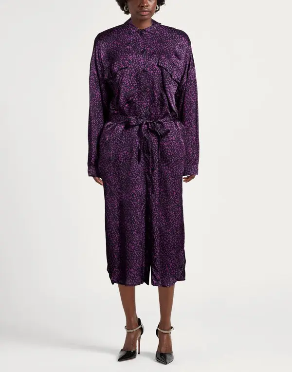 8PM Midi Leopard-print Shirt Dress - Purple